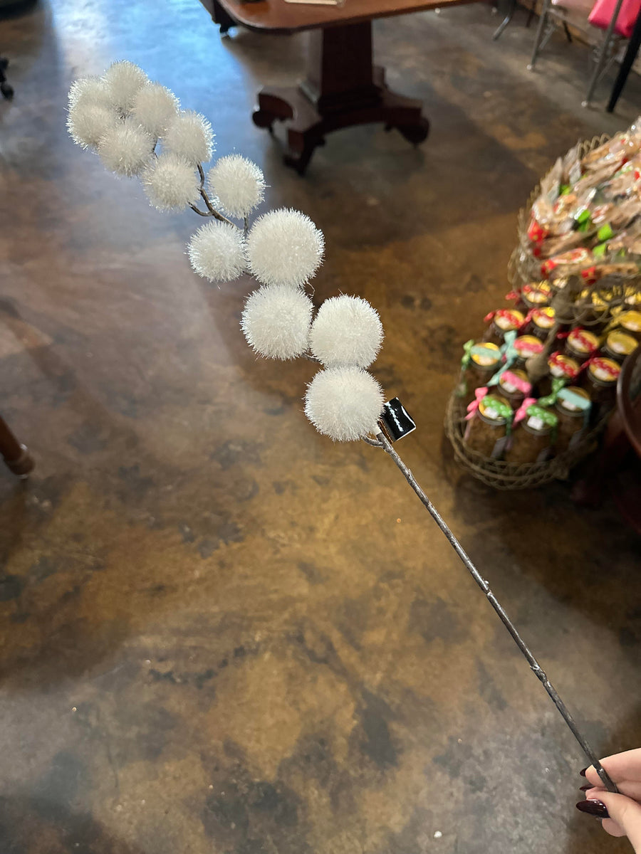 Stem - White Snowy Glittered Pom Pom – The Silver Barn